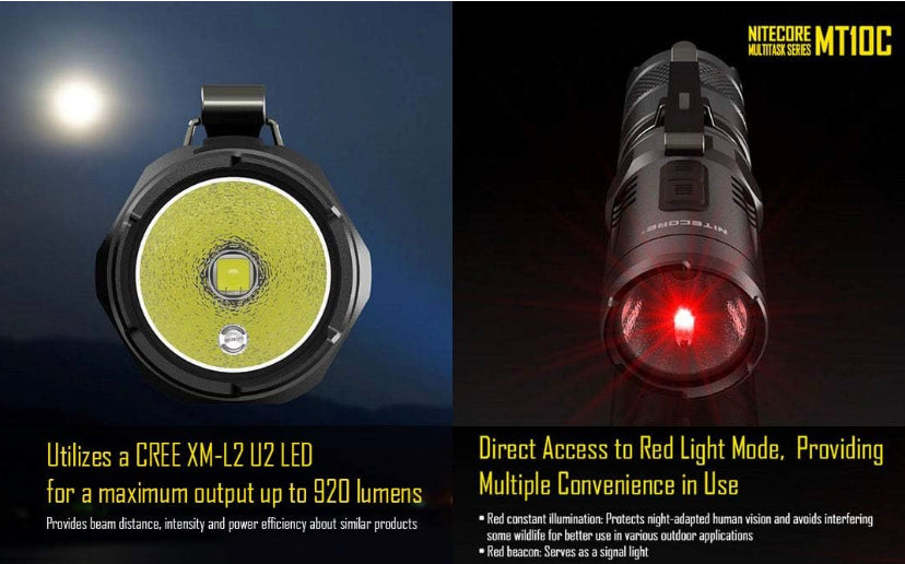 Nitecore MT10C 920 Lumen ARC Rail Tactical Helmet Light, Rechargeable ...